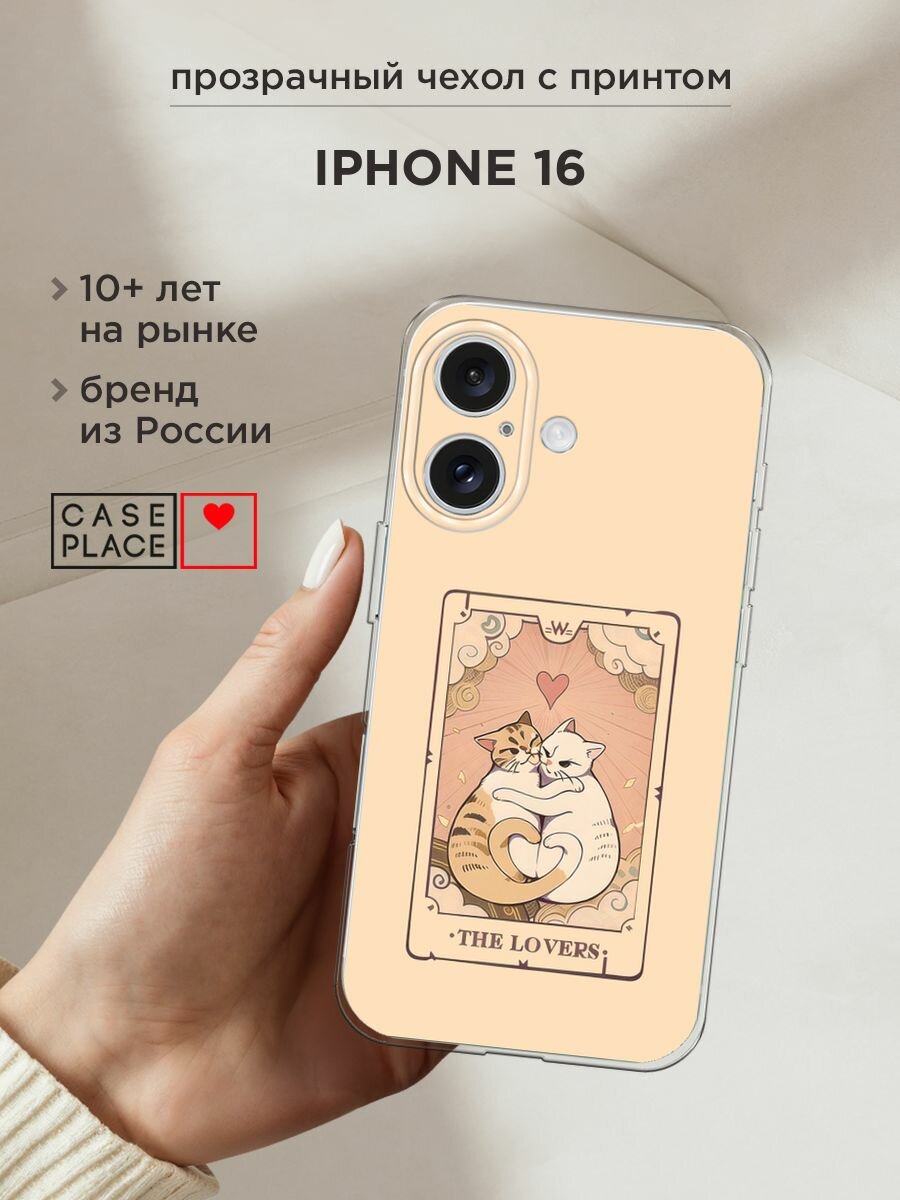 Чехол на Apple iPhone 16 / Айфон 16 с принтом "The lovers cats 1 - 14 февраля"