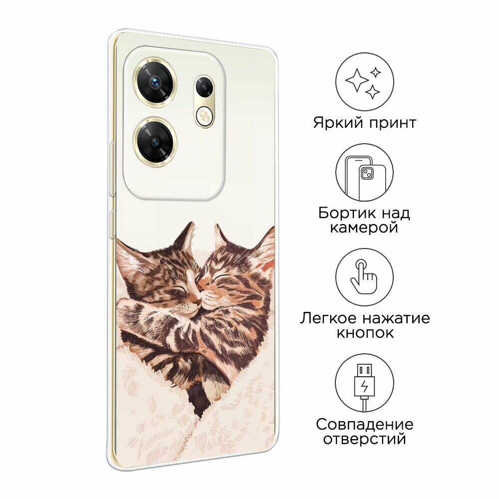 Чехол на Infinix Zero 30 4G / Инфиникс Зеро 30 4G с принтом "Влюбленные котейки - 14 февраля" — фото 1