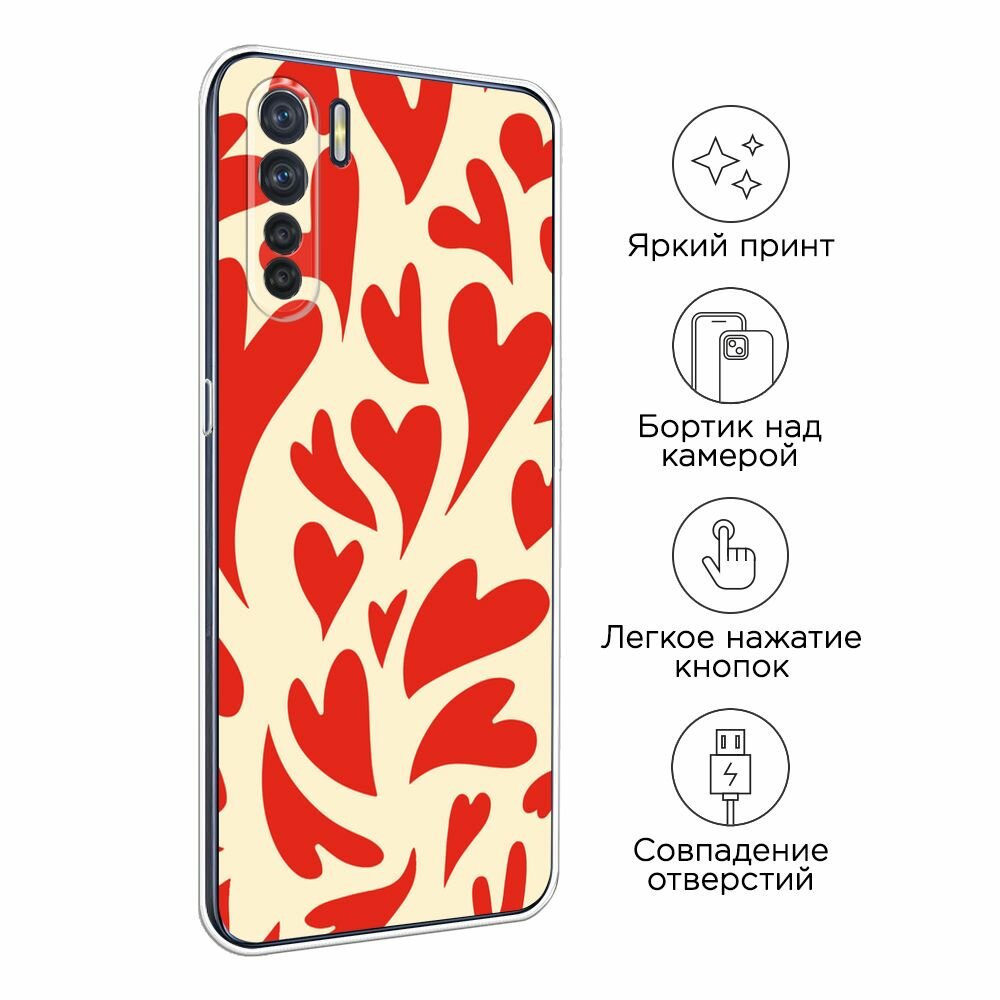 Чехол на Oppo A91/Reno 3 / Оппо A91/Рено 3 с принтом "Crazy hearts 1 - 14 февраля" — фото 1