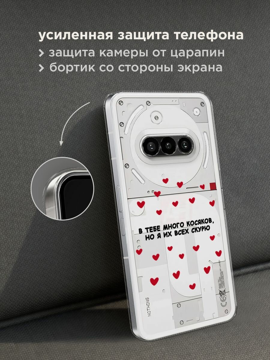 Чехол на Nothing Phone 3a / Нотинг Фон 3а с принтом "Косяки 1 - 14 февраля", прозрачный — фото 1