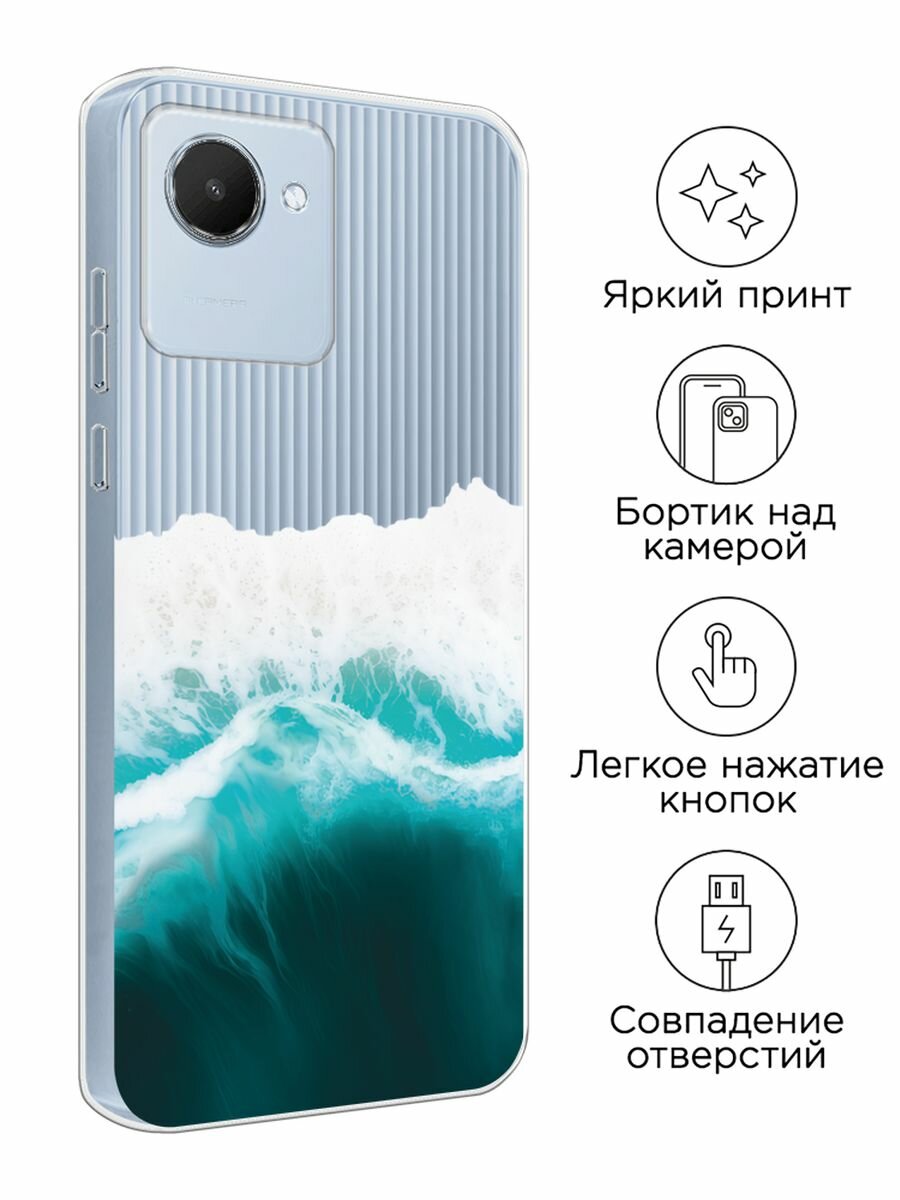 Чехол на Realme C30 / Реалми C30 с принтом "Большая волна", прозрачный — фото 1
