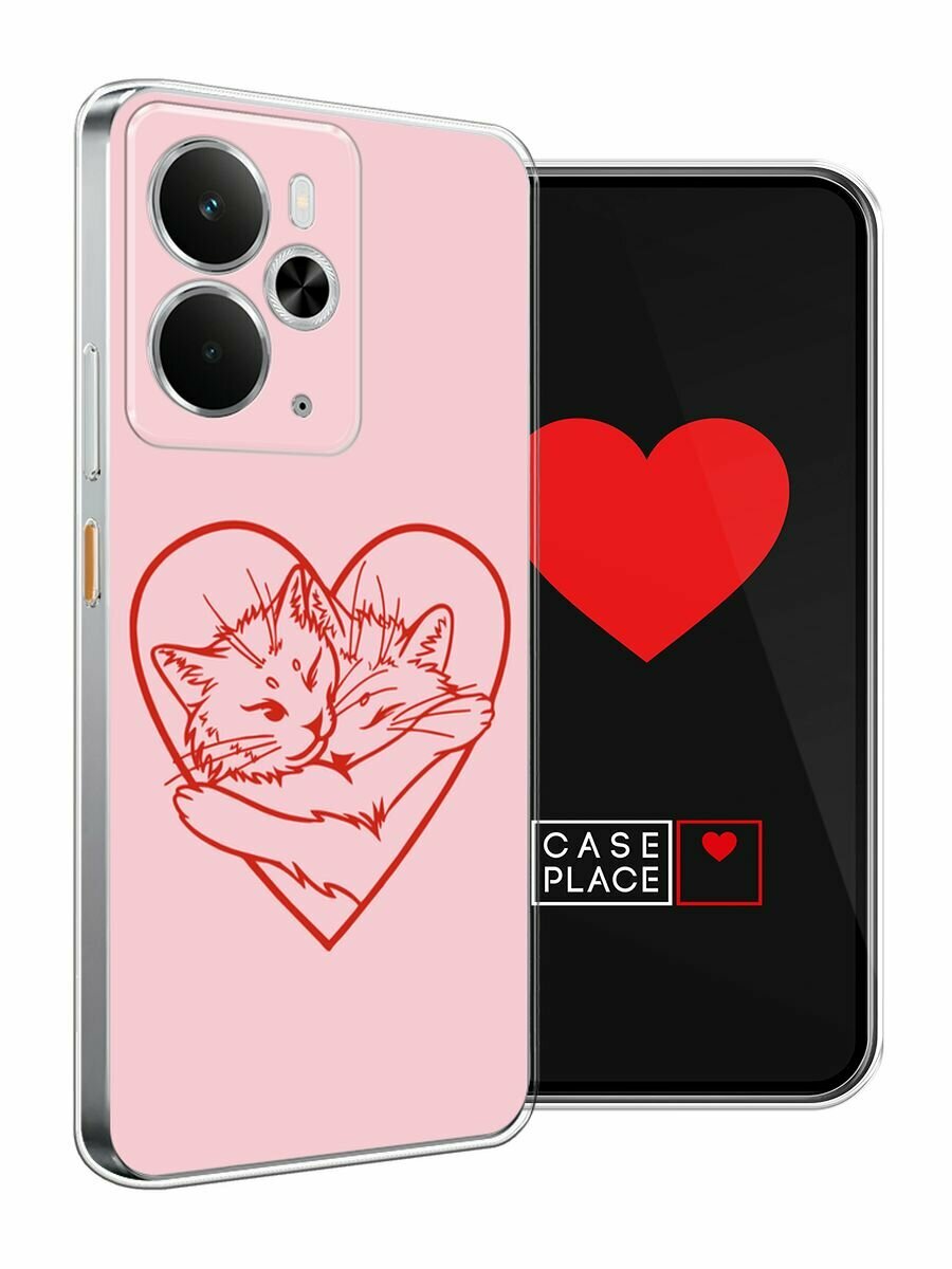 Чехол на Realme 14 5G / Реалми 14 5G с принтом "Влюблённые котики рисунок 1 - 14 февраля" — фото 1