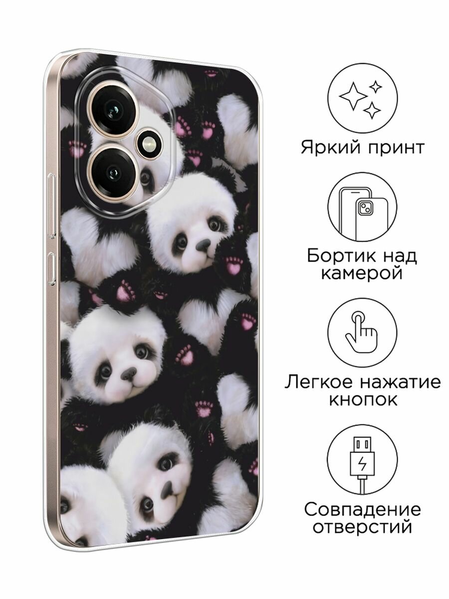 Силиконовый чехол на Honor 400 / Хонор 400 с принтом "Море панд" — фото 1