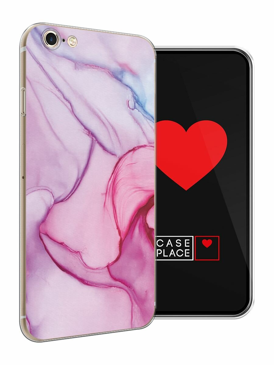 Чехол на Apple iPhone 6 Plus/6S Plus / Айфон 6 Плюс/Айфон 6С Плюс с принтом "Розовые мраморные разводы" — фото 1