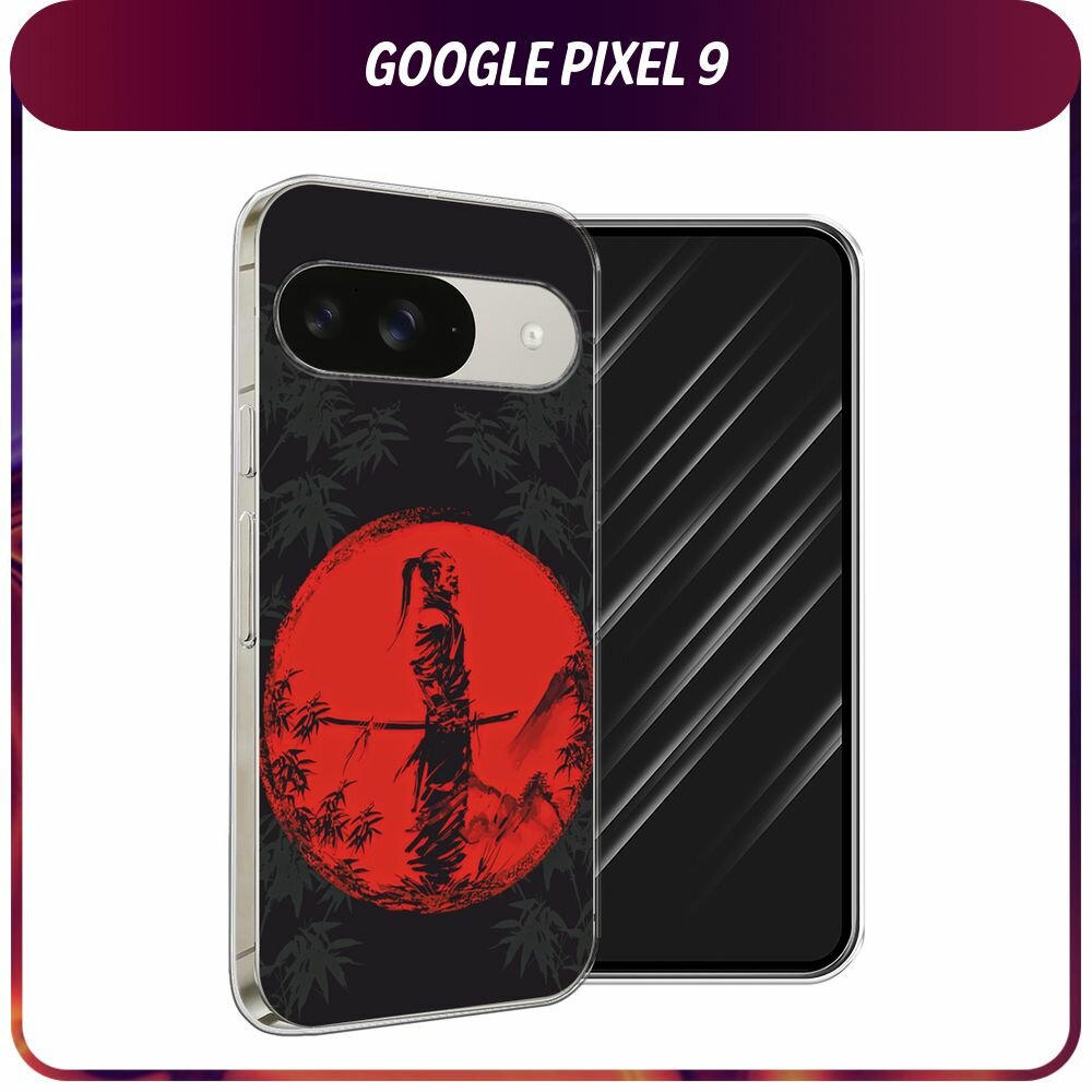Чехол на Google Pixel 9 / Гугл Пиксель 9 с принтом "Самурай на красном фоне"