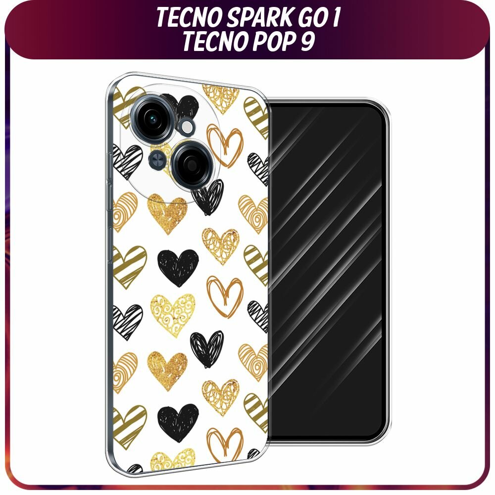 Чехол на Tecno Spark Go 1/Pop 9 / Текно Спарк Go 1/Поп 9 с принтом фон из сердечек 2