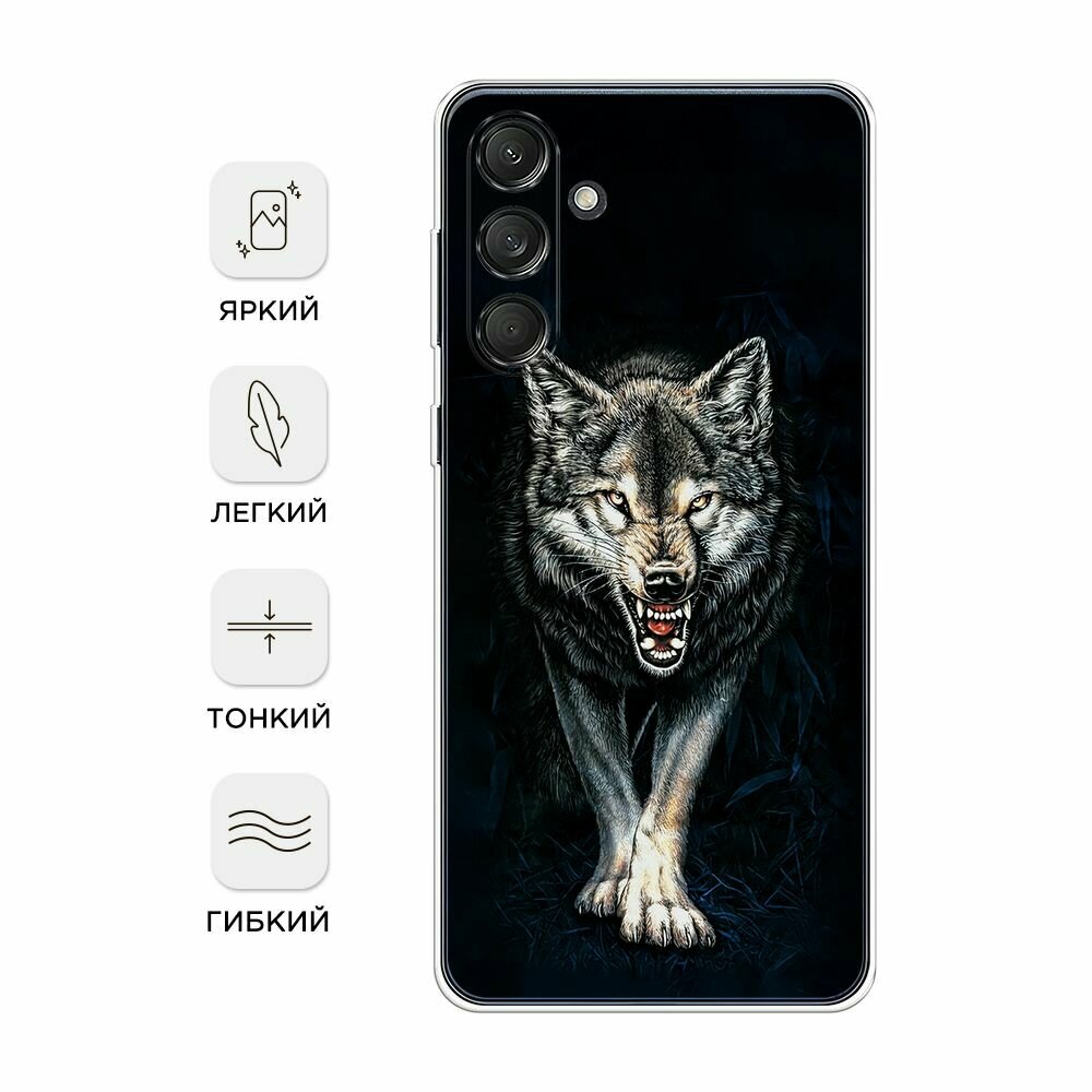 Чехол на Samsung Galaxy M55 / Самсунг M55 с принтом "Злобный волк из ночи" — фото 1