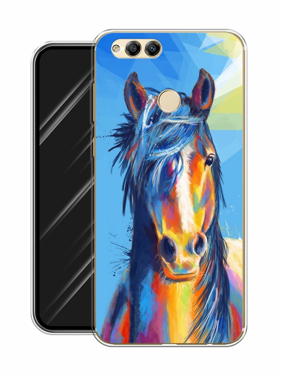 Силиконовый чехол на Honor 7X / Хонор 7Х с принтом "Лошадь арт 3" — фото 1