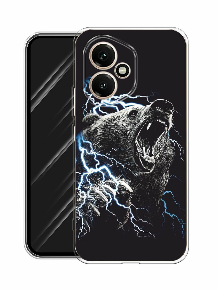 Силиконовый чехол на Honor 400 / Хонор 400 с принтом "Гроза и медведь" — фото 1