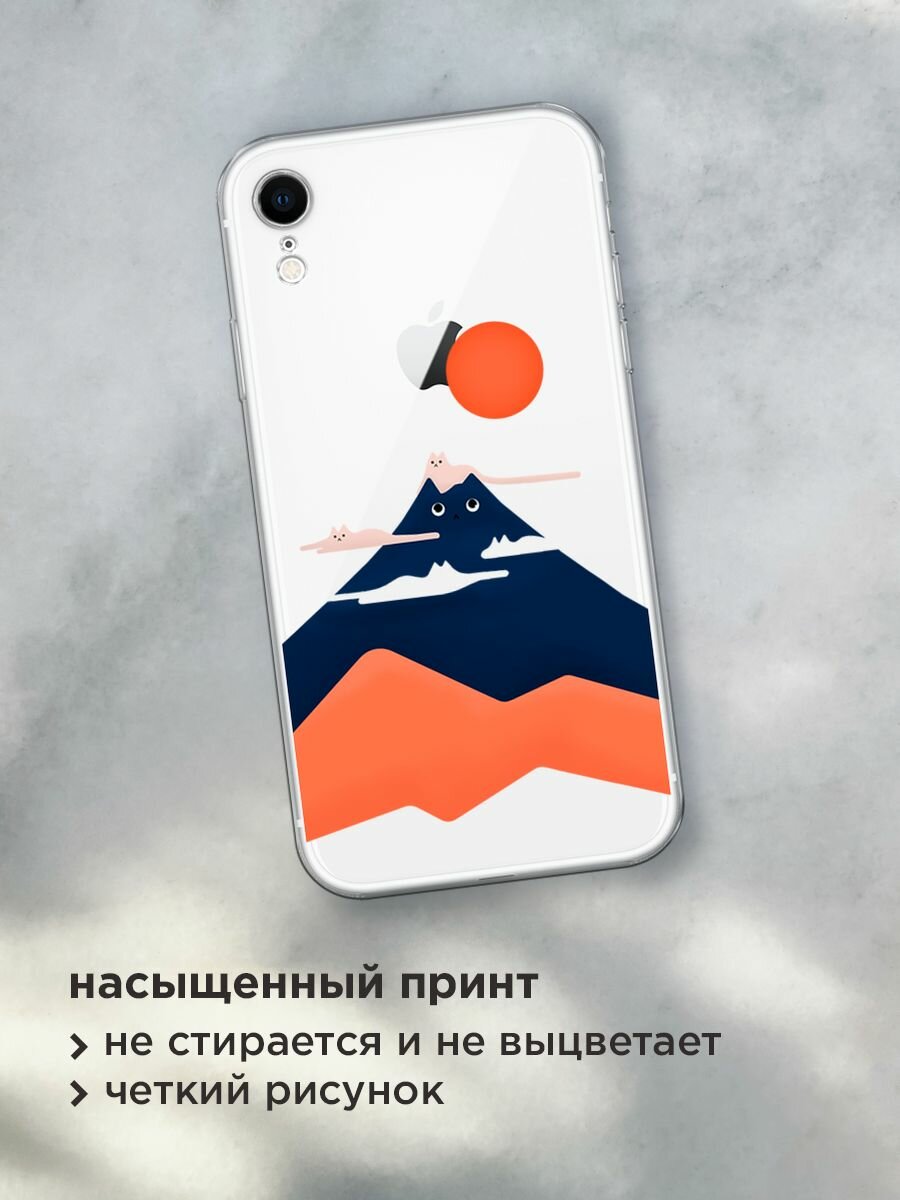 Чехол на Apple iPhone XR / Айфон XR с принтом "Кот-гора", прозрачный — фото 1