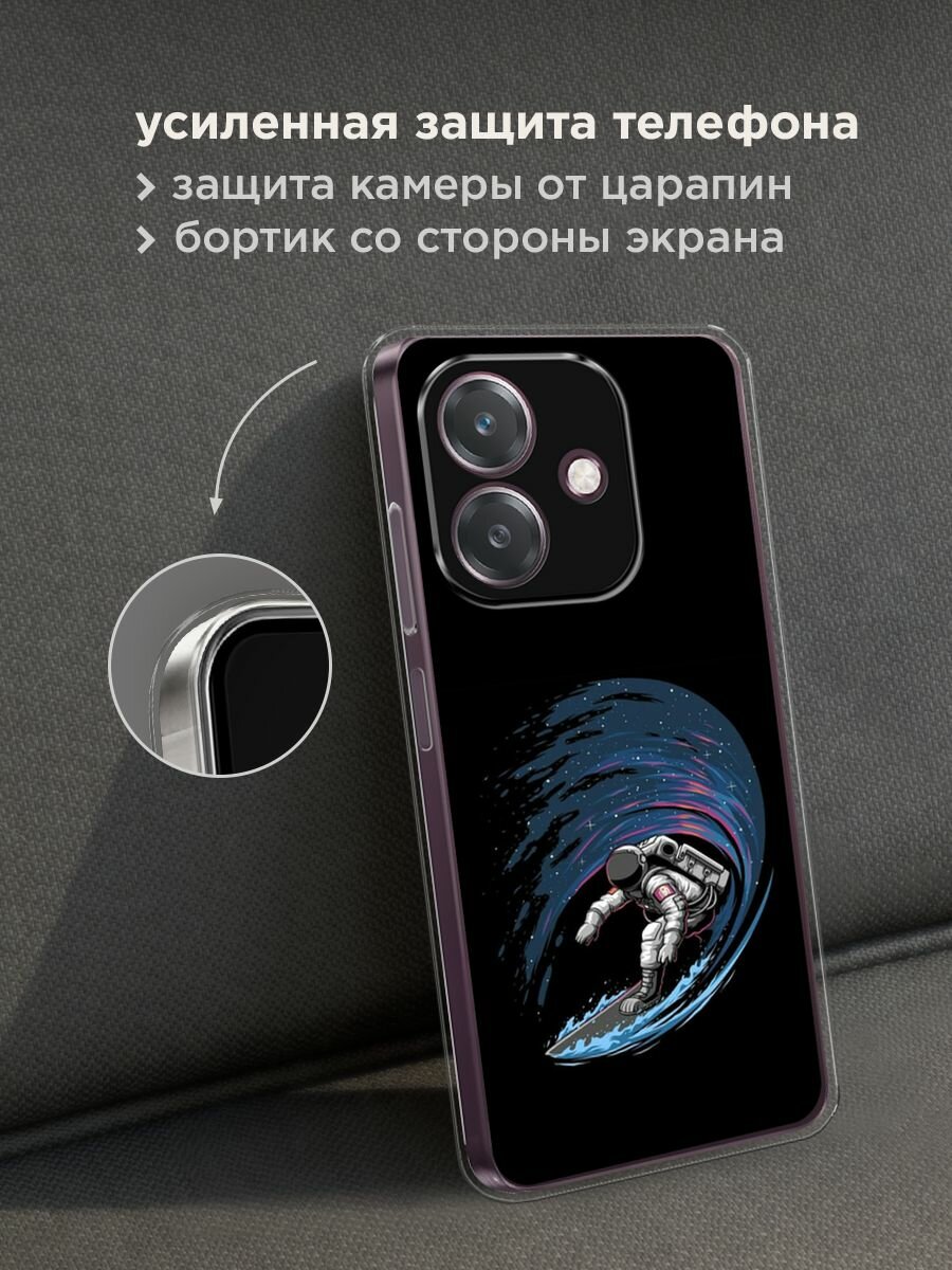 Чехол на Oppo A3/A3x / Оппо А3/A3x с принтом "Космонавт на серфе" — фото 1
