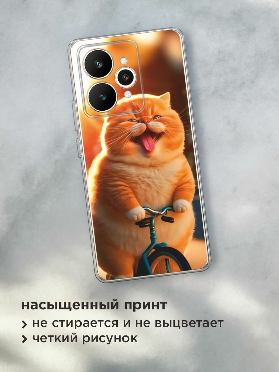 Силиконовый чехол на Realme 15 / Реалми 15 с принтом "Кот на велике" — фото 1