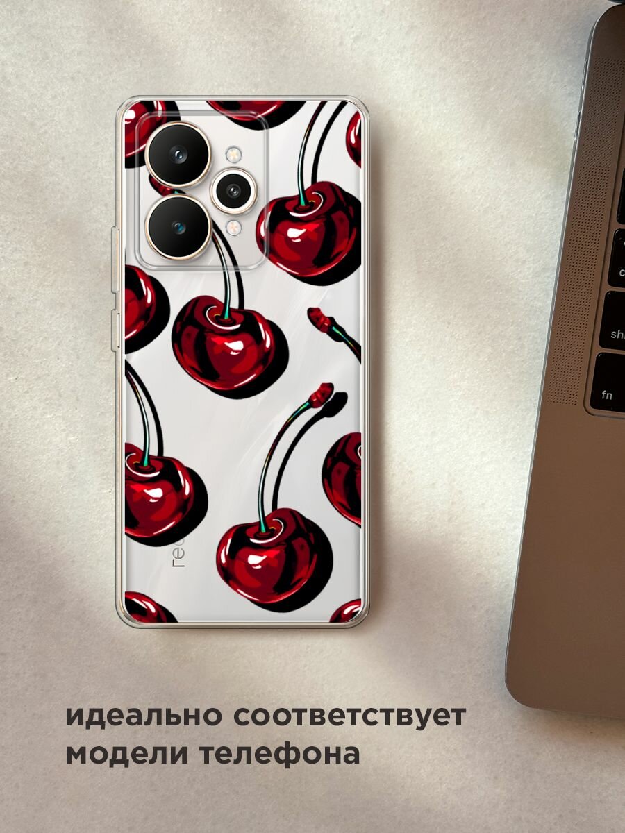 Чехол на Realme 15 / Реалми 15 с принтом "Сочные черешни", прозрачный — фото 1