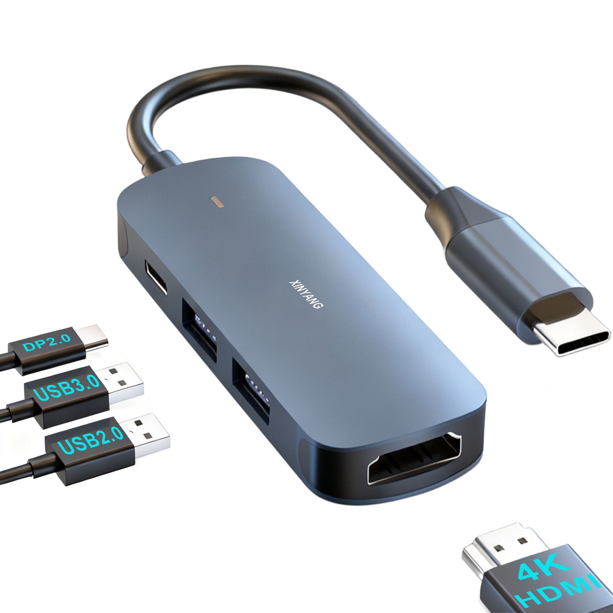 Док-станция USB-C 4-в-1: HDMI, USB 3.0, питание 100W PD, компактный концентратор для ноутбука