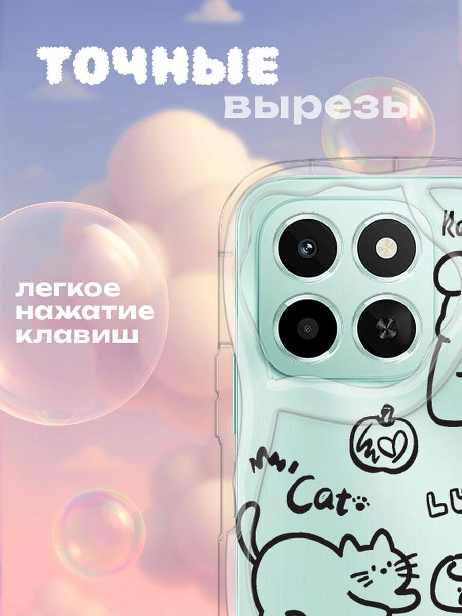 Чехол на Honor X6c / Хонор Х6с с принтом "Lucky animals", прозрачный — фото 1