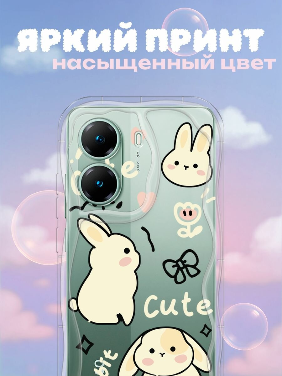 Чехол на Poco X7 Pro / Поко x7 pro с принтом "Милый кролик", прозрачный — фото 1