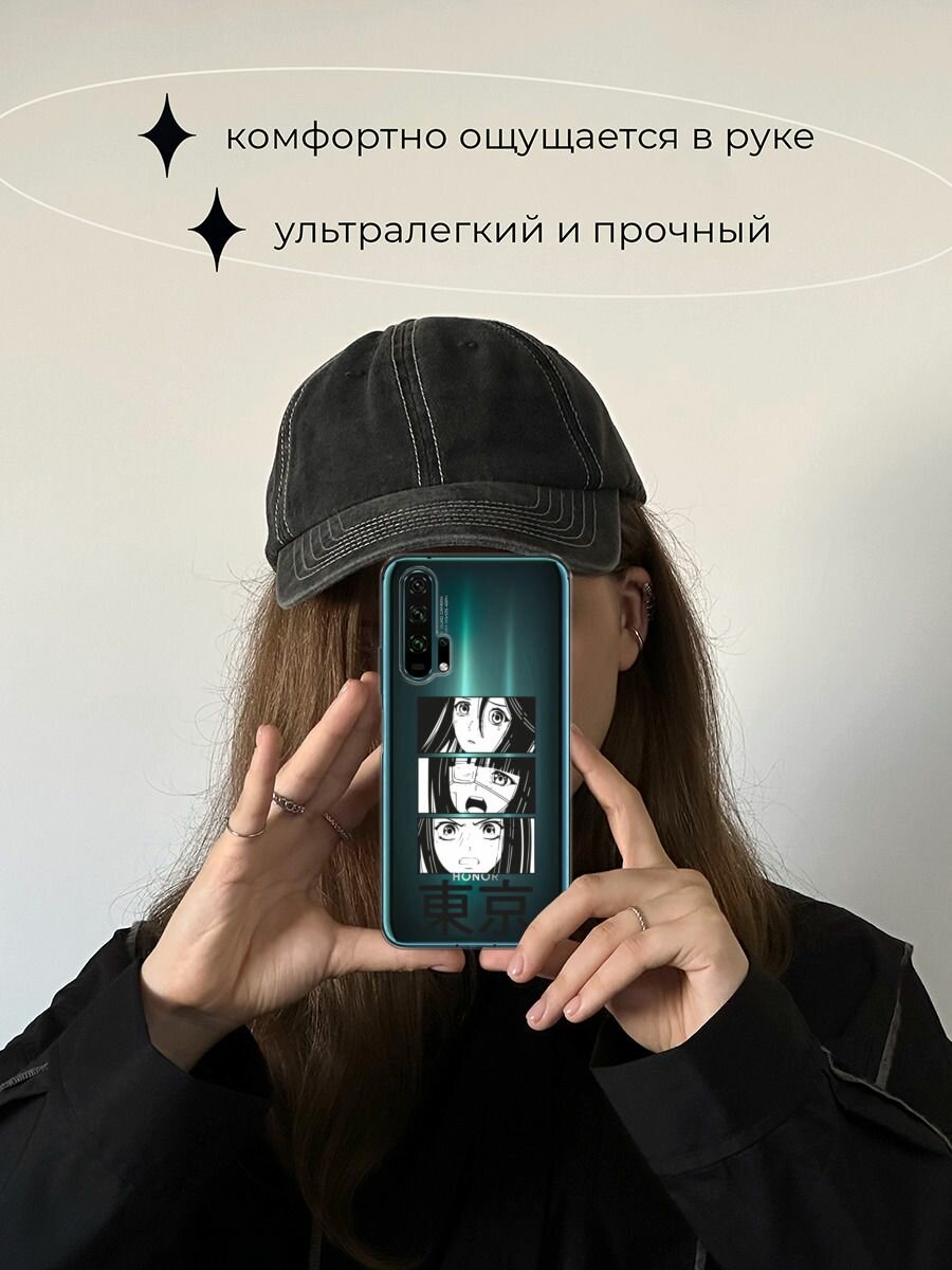Чехол на Honor 20 Pro / Хонор 20 Про с принтом "Tokyo girls", прозрачный — фото 1