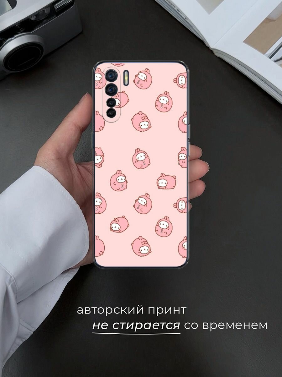 Чехол на Oppo A91/Reno 3 / Оппо A91/Рено 3 с принтом "Зайчики в капюшонах" — фото 1