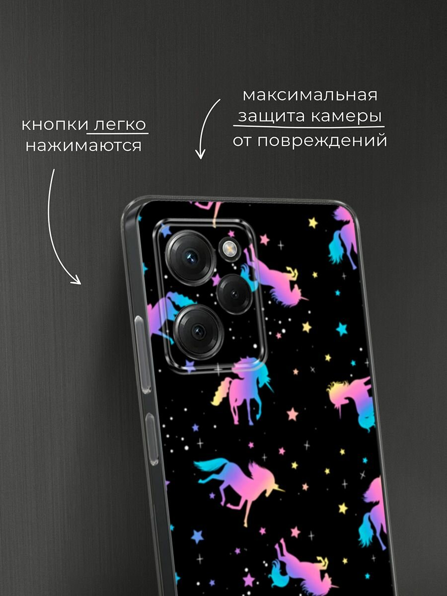 Чехол на Xiaomi Poco X5 Pro 5G / Сяоми Поко X5 Про 5G с принтом "Единороги градиент" — фото 1