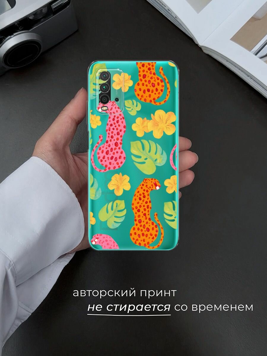 Чехол на Xiaomi Redmi 9T / Сяоми Редми 9Т с принтом "Экзотика", прозрачный — фото 1