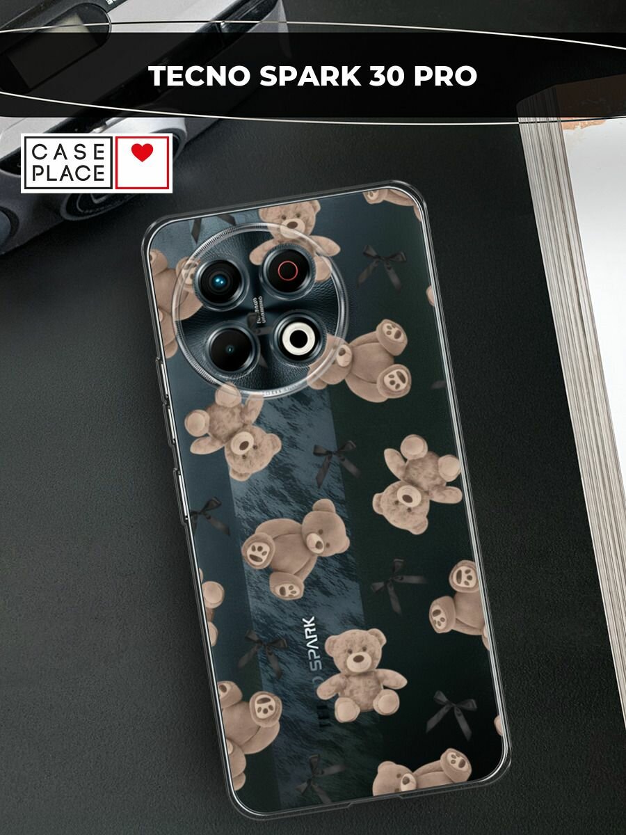 Чехол на Tecno Spark 30 Pro / Текно Спарк 30 Про с принтом "Плюшовые мишки 2", прозрачный