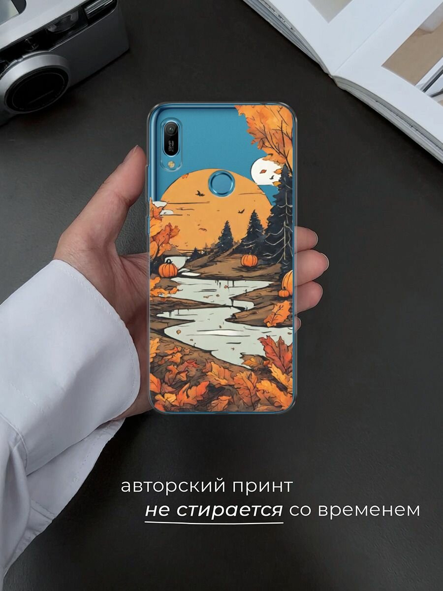 Чехол на Honor 8A/8A Pro/Huawei Y6s/Y6 2019 / Хонор 8А с принтом "Осенний лесной уголок", прозрачный — фото 1