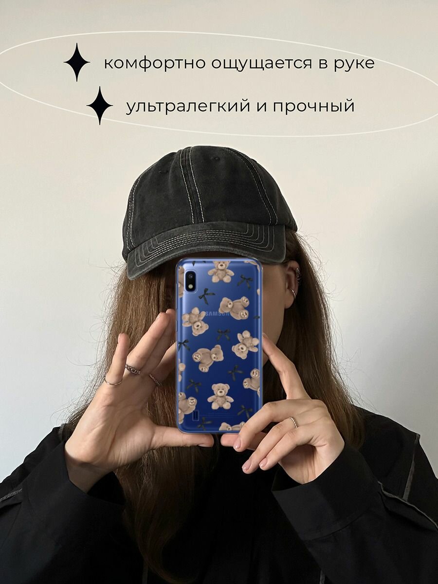 Чехол на Samsung Galaxy A10 / Самсунг Галакси А10 с принтом "Плюшовые мишки 2", прозрачный — фото 1