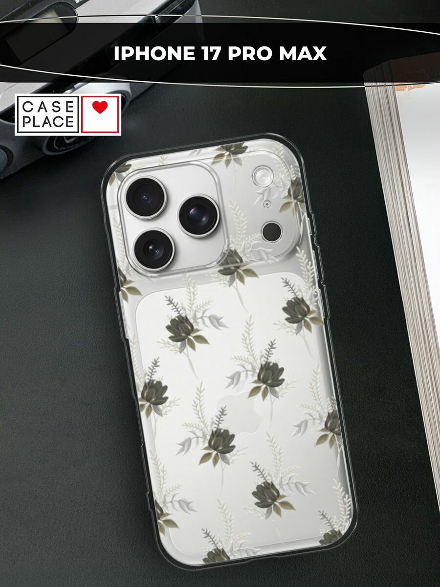 Чехол на Apple iPhone 17 Pro Max / Айфон 17 Про Макс с принтом "Паттерн цветы сепия"