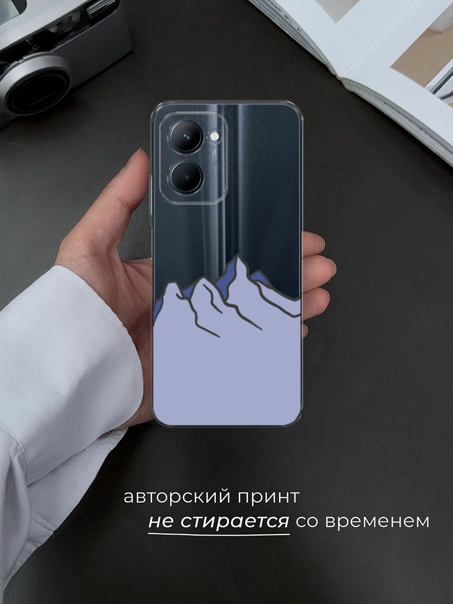 Чехол на Realme C33 / Реалми С33 с принтом "Гора", прозрачный — фото 1
