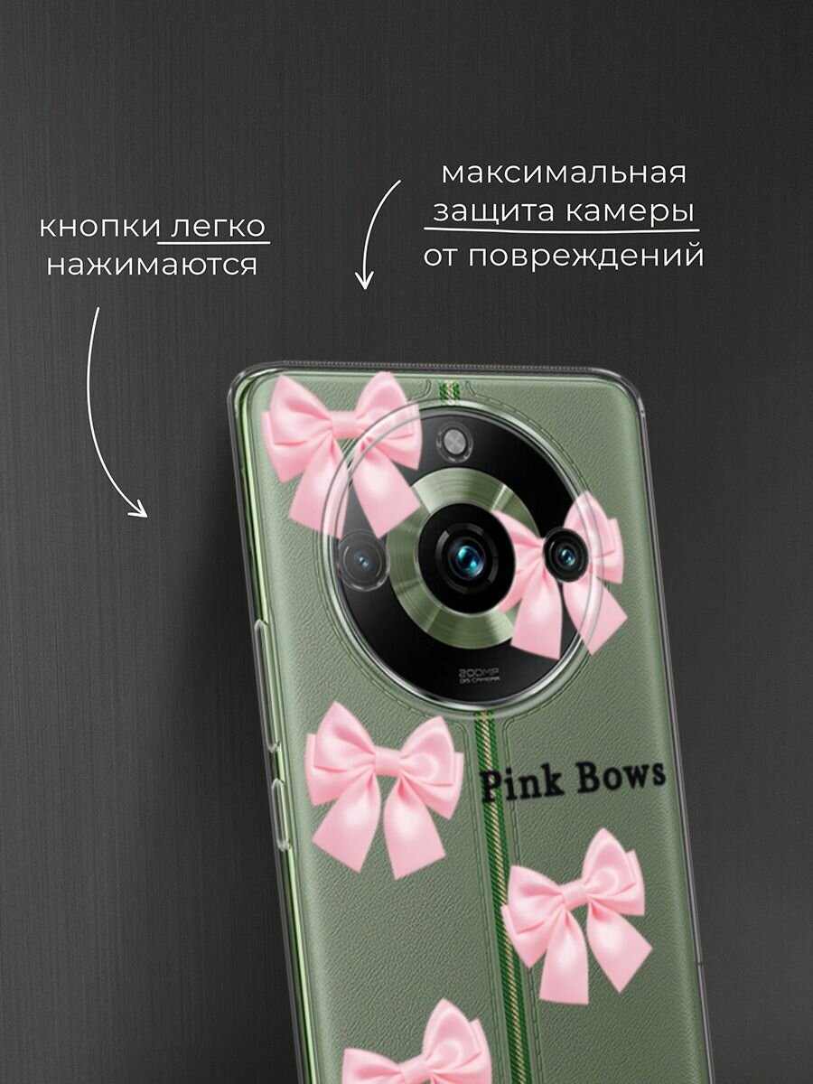 Чехол на Realme 11 Pro / Реалми 11 Про с принтом "Pink Bows", прозрачный — фото 1