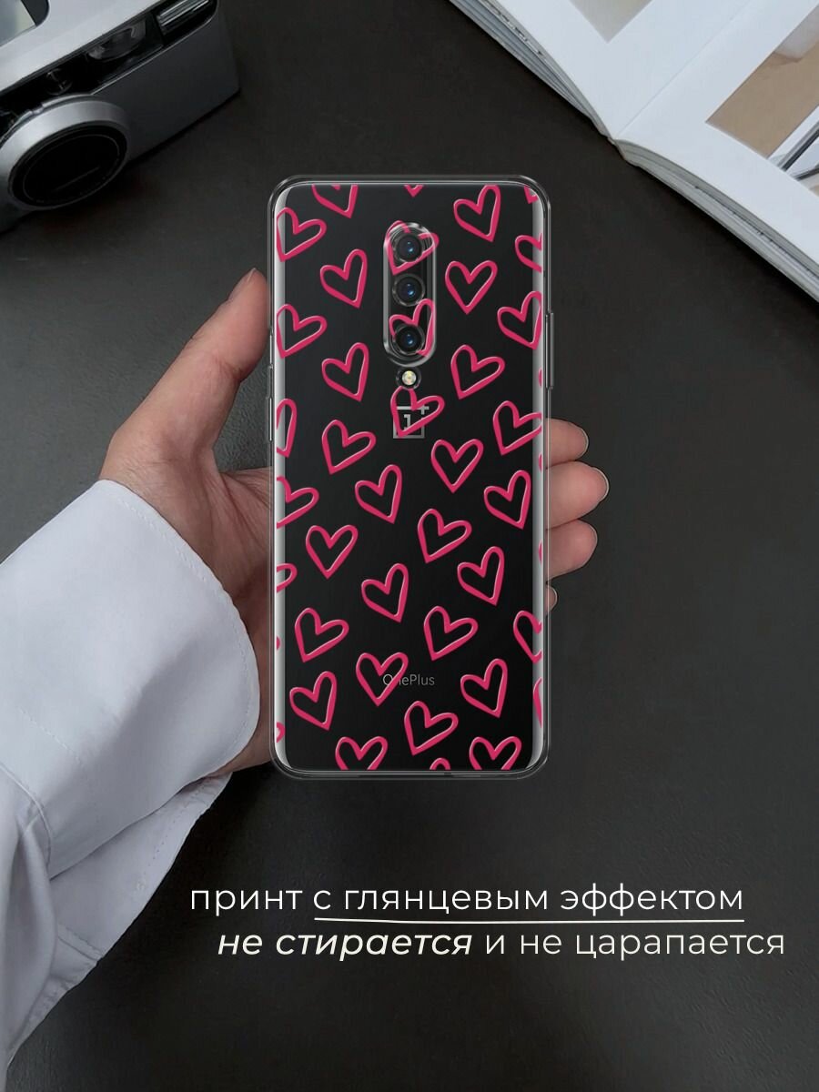 Чехол на OnePlus 8 / ВанПлас 8 с принтом "Темные сердечки" — фото 1