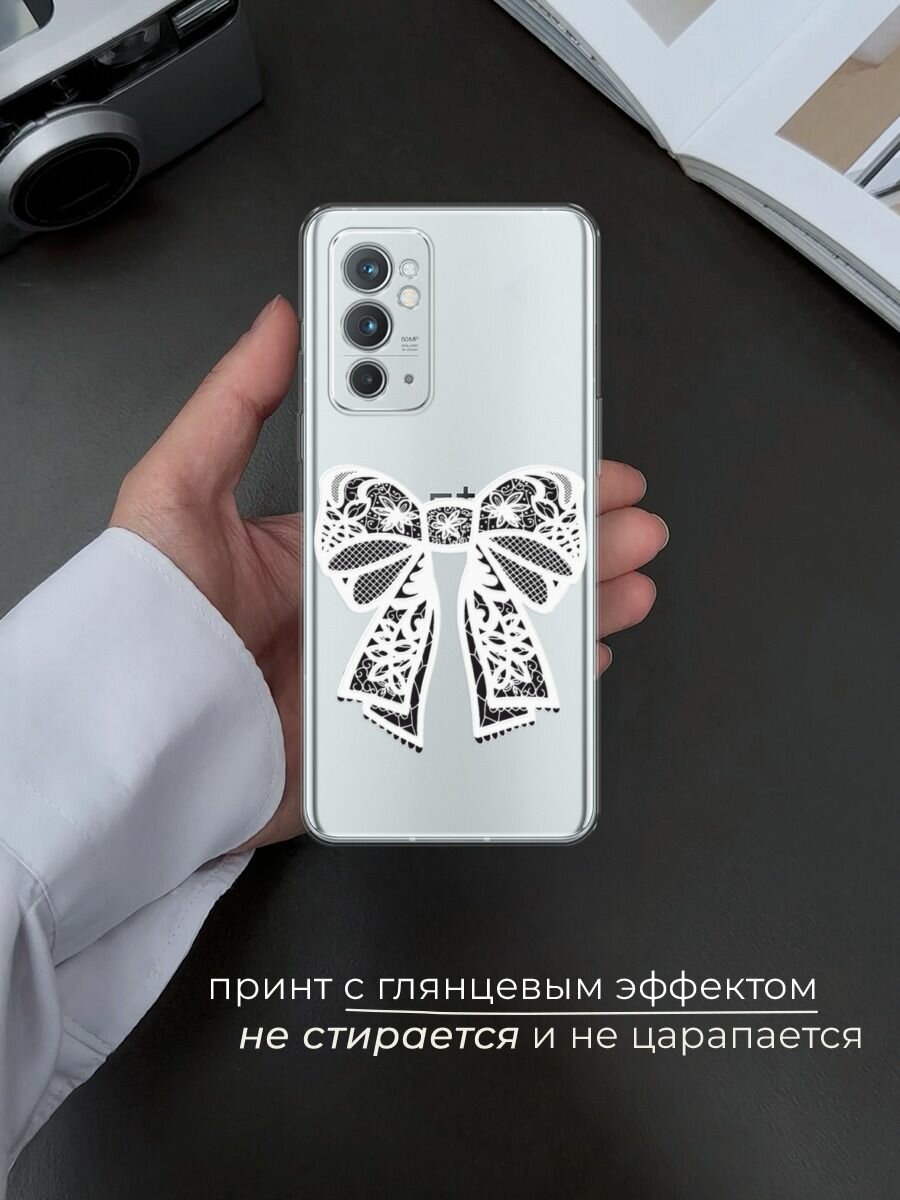 Чехол на OnePlus 9RT / ВанПлас 9RT с принтом "Черно-белый бант 2" — фото 1