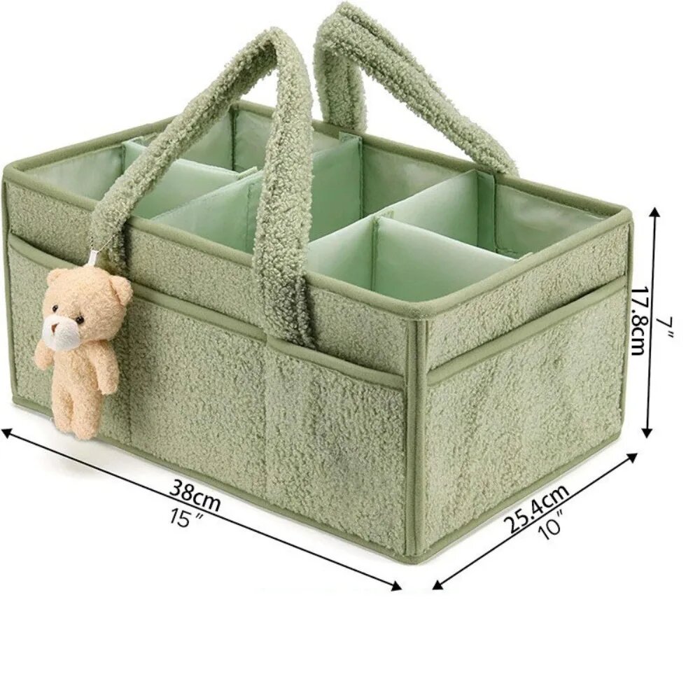 Сумка для подгузников плюш+хлопок модная Green