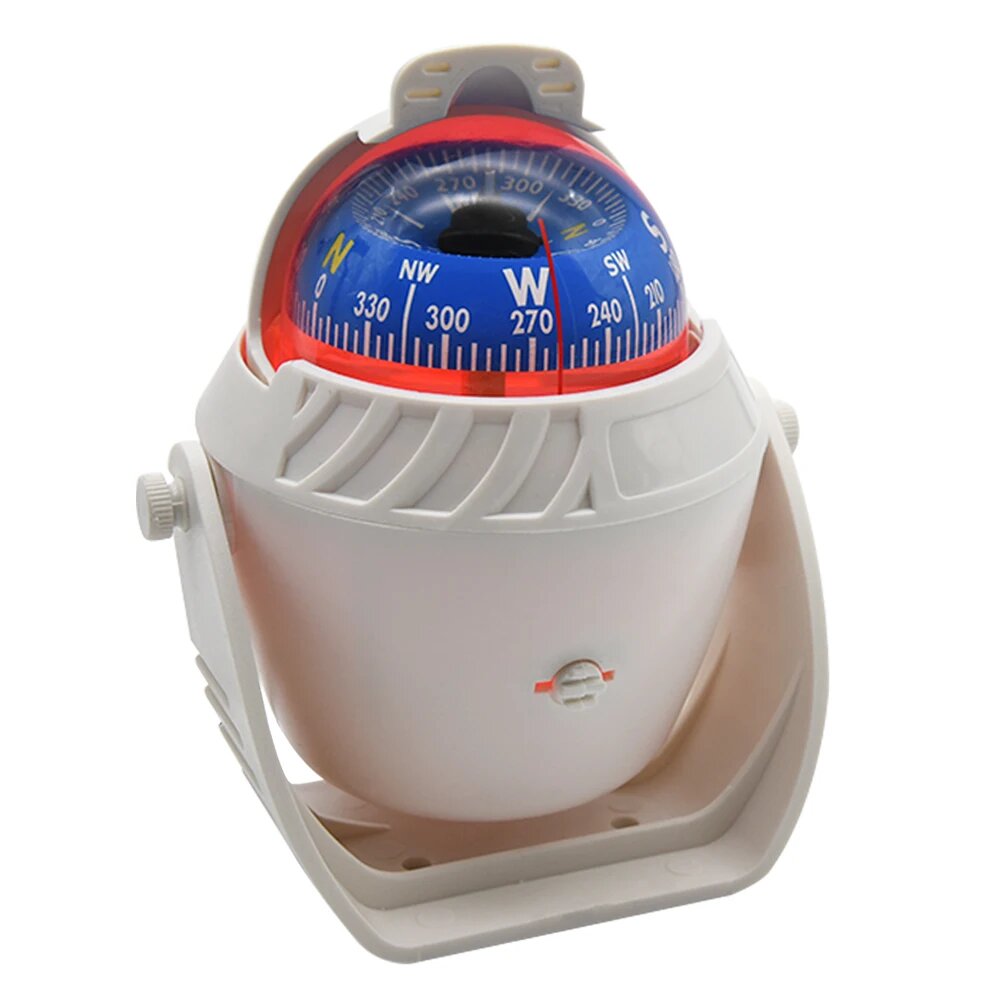 Водонепроницаемый навигационный компас с электронной светодиодной подсветкой, белый/черный морской поворотный морской компас для лодки, яхты, автомобиля, Type A White