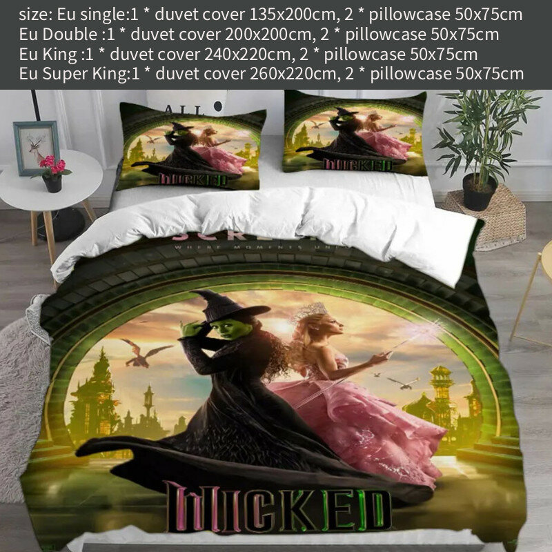 Наволочка и пододеяльник wicked printed bed трипартит комплект для игровой комнаты для сна комфорт одинарный