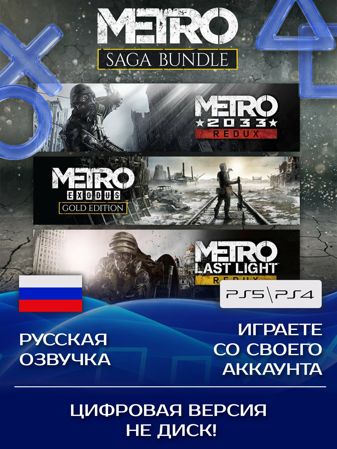 Набор игр Metro Saga Bundle (3 части) для PlayStation PS4, PS5