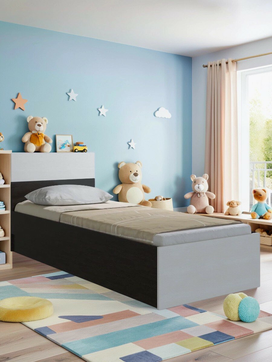 Кровать Горизонт "Юнона", односпальная, ЛДСП, цвет венге/дуб, 80x200 см