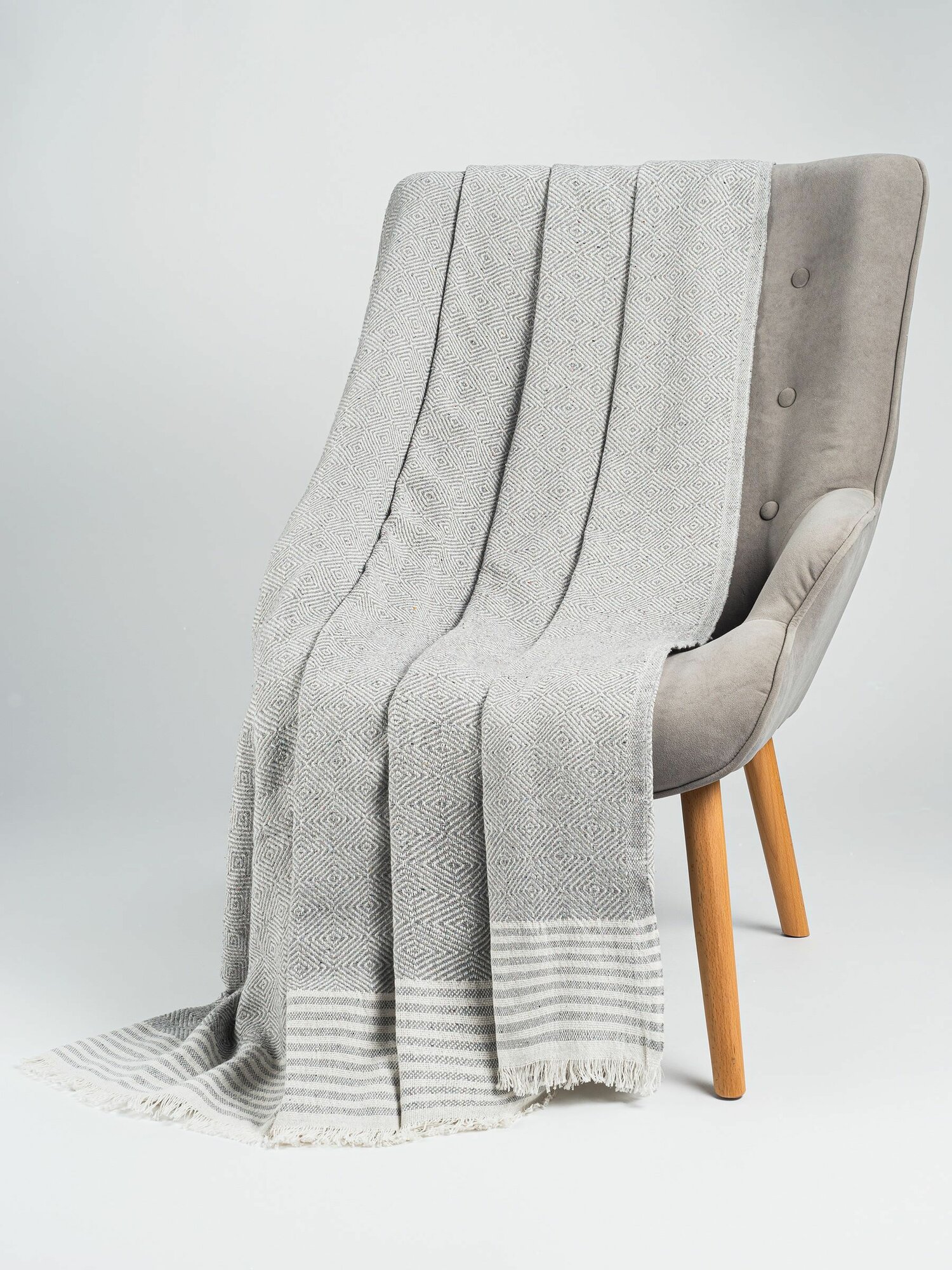 Плед OLIVIA цвет светло-серый 170*210 , хлопок, Турция