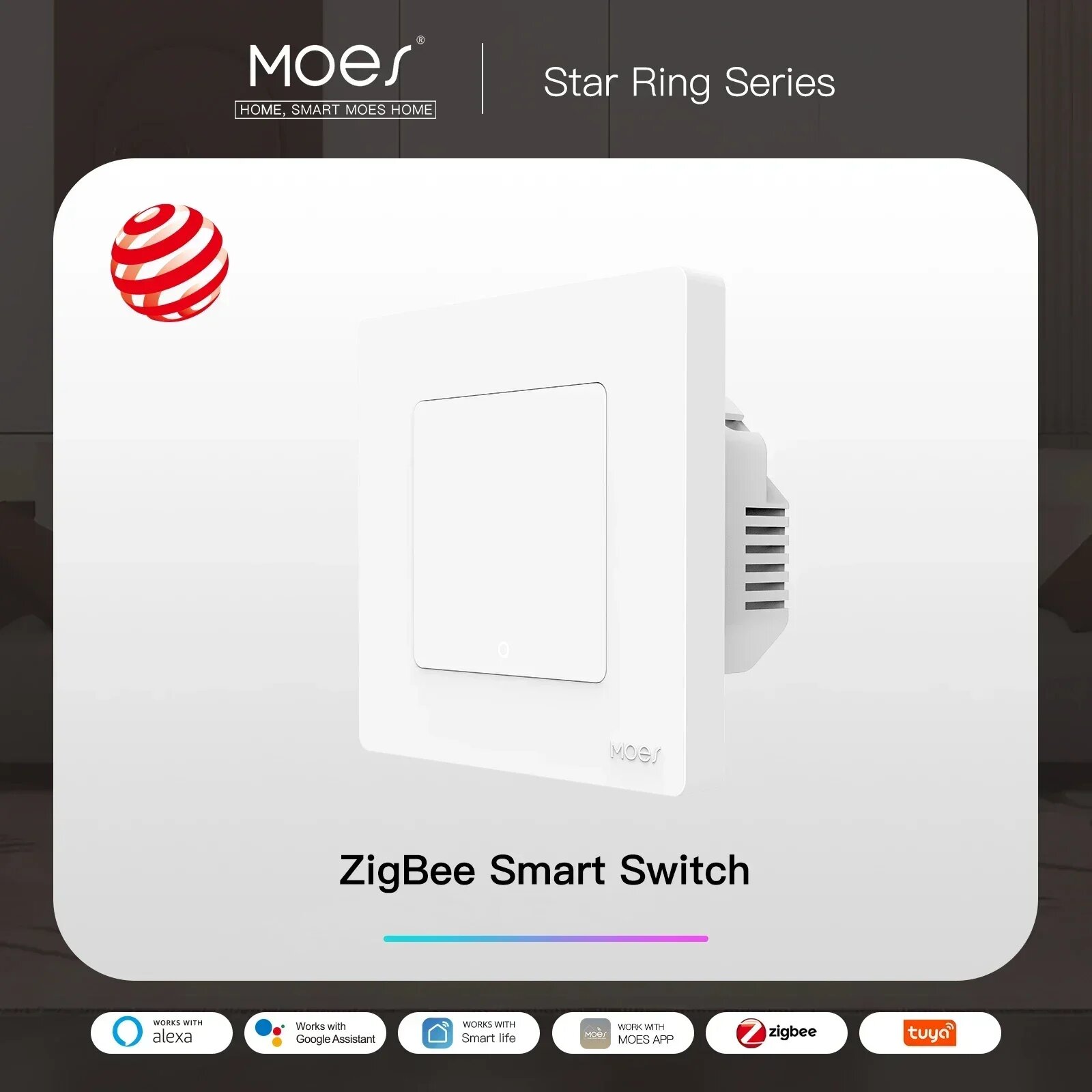 Умный выключатель света Tuya ZigBee Star Ring Series