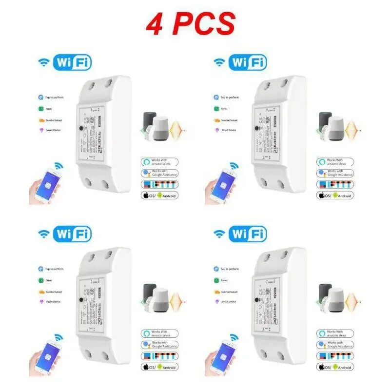 Умный дом CBE, выключатель с Wi-Fi, с поддержкой Alexa и Google Home, eWelink WiFi 4PCs