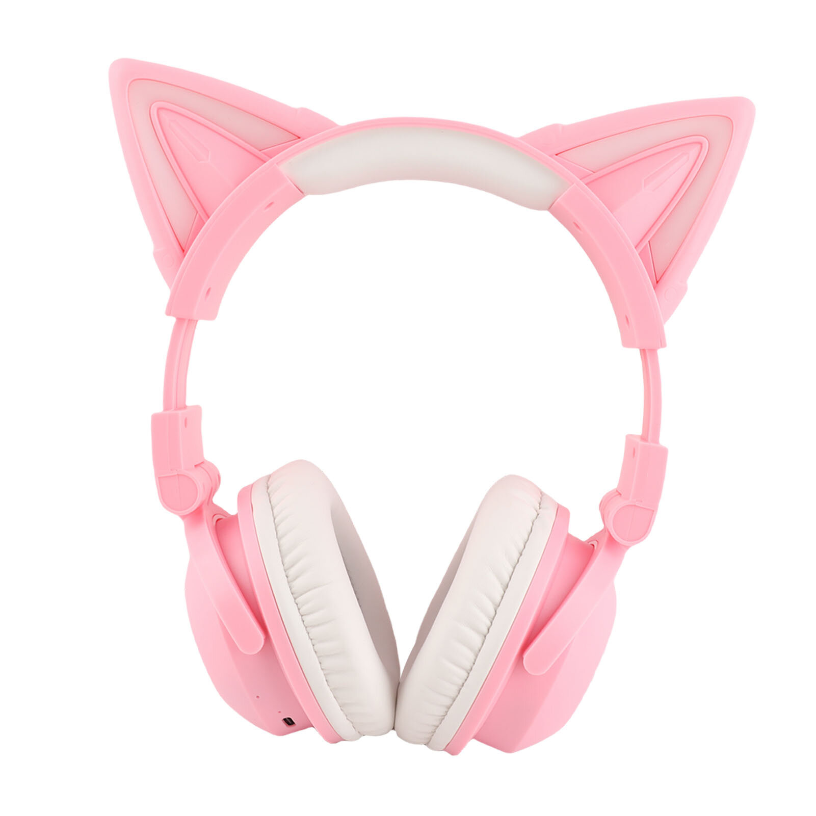 Bluetooth-гарнитура с кошачьими ушками, стерео милая, высокая чувствительность, встроенный микрофон, регулируемая светодиодная детская гарнитура с кабелем 3,5 мм, розовая