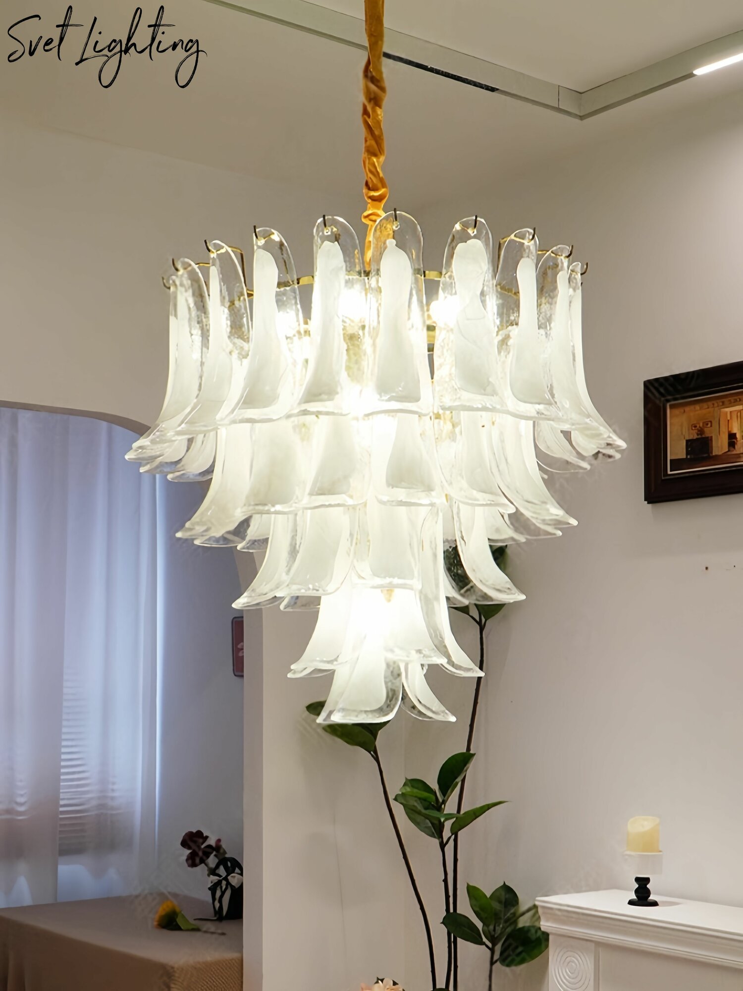 Люстра из ракушек, Французский стиль, белое, E14,84 Вт, Подходит для столовой гостиной спальни кухни