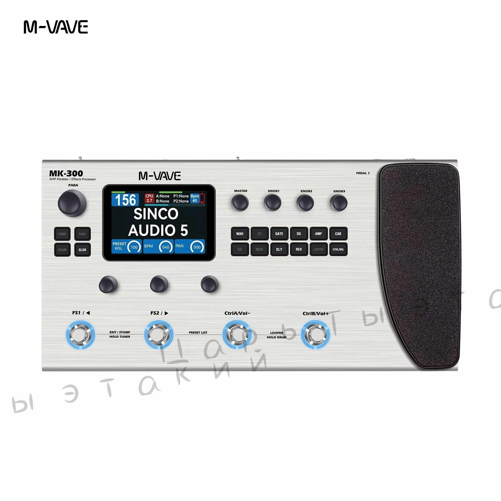 M-VAVE MK-300 Процессор Мультиэффектов 120AMP/360FX, Лупер 300с, 10ч Работы