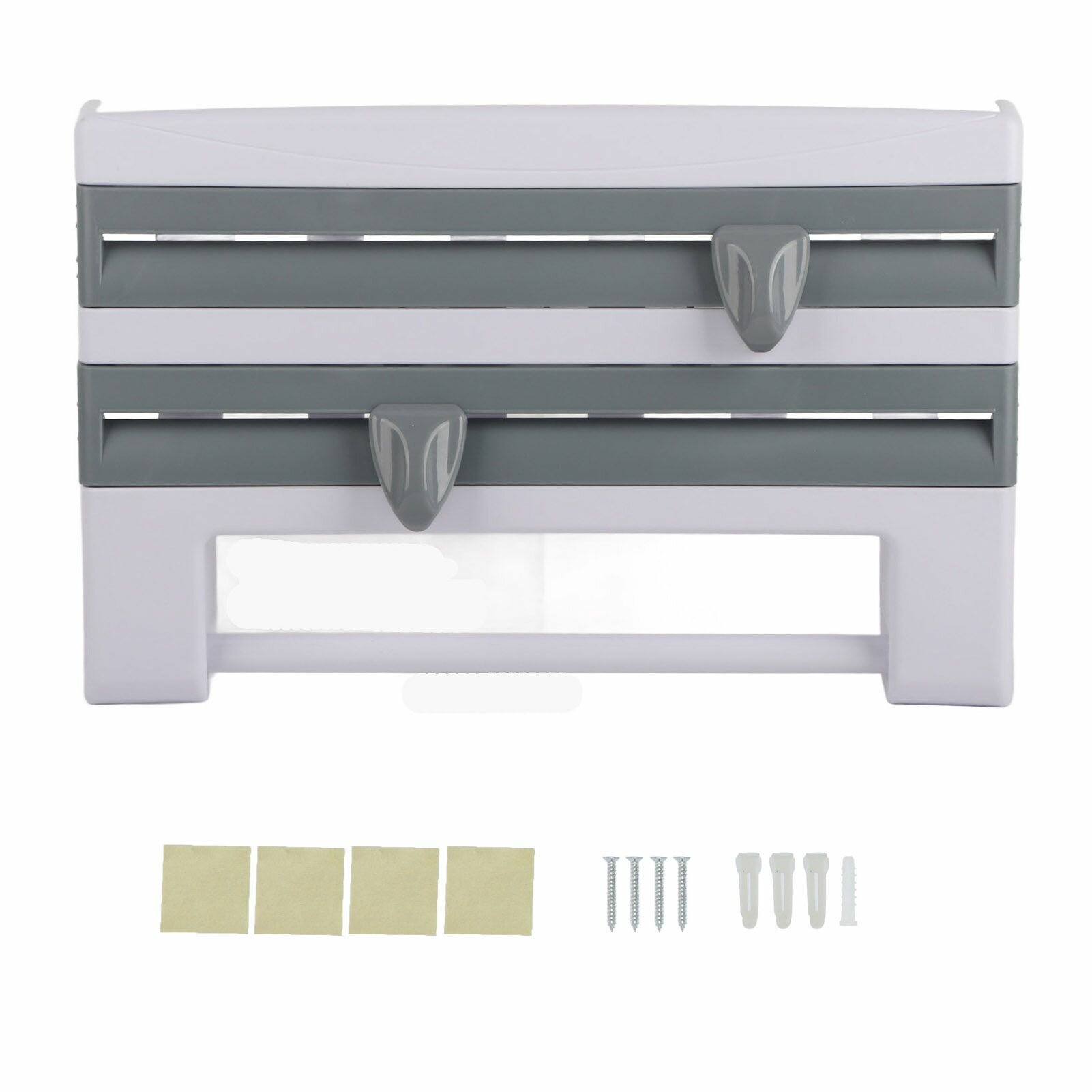 Стойка для хранения пластиковой плёнки, диспенсер для пищевой плёнки, резак с держателем для бумажных полотенец, кухонный органайзер, серо-голубой, прочный