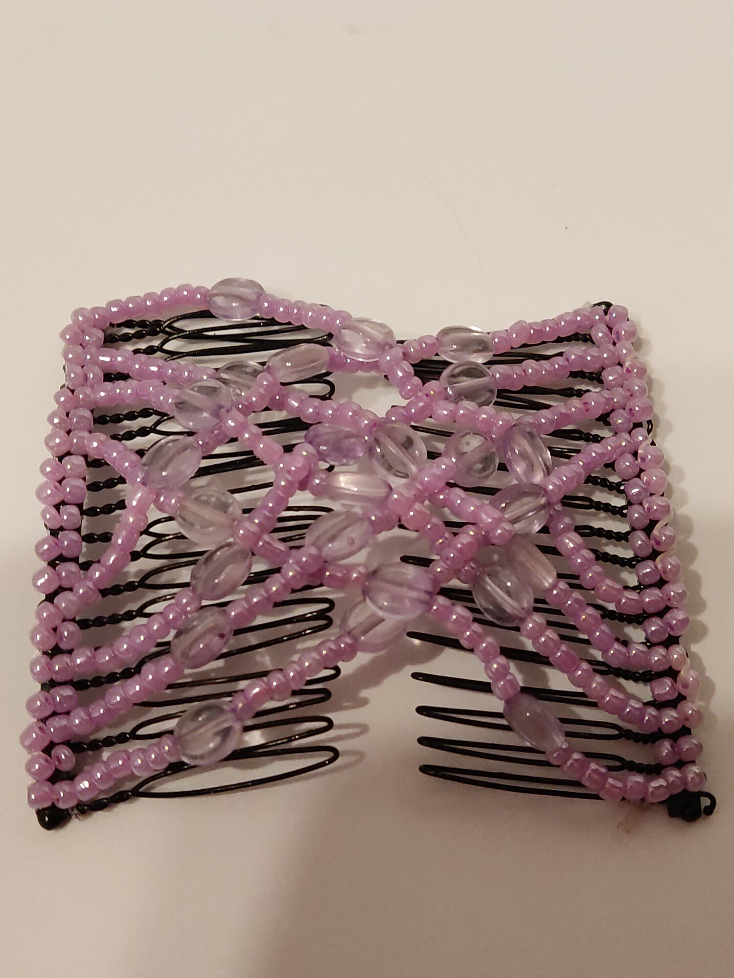 Заколка-сетка для волос, "Жемчужная", сиреневая, с 2 гребнями