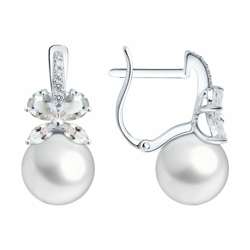 Серьги, белое золото, 585 проба