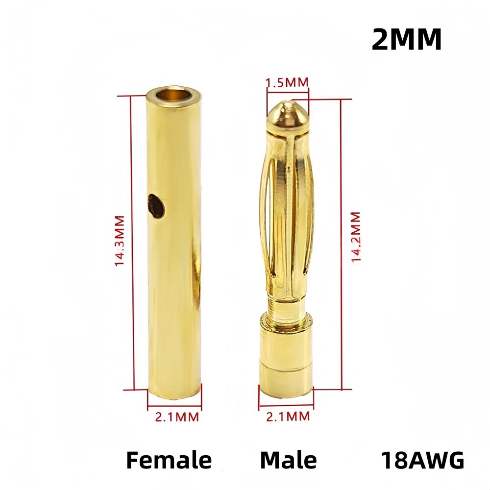 Zeatop Hendar Банановые разъёмы для RC аккумуляторов 20 шт. 10male 10Female, 2mm