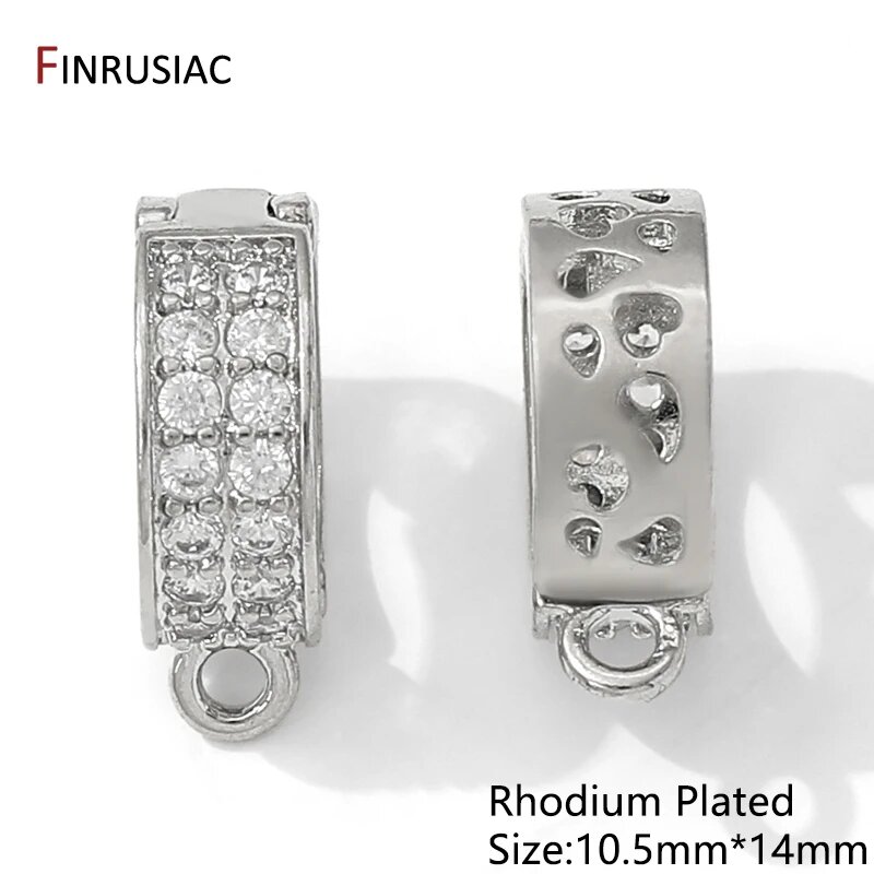 Позолоченные латунные бейлы для подвесок FINRUSIAC, 4 шт. 2 pieces, Rhodium Plated