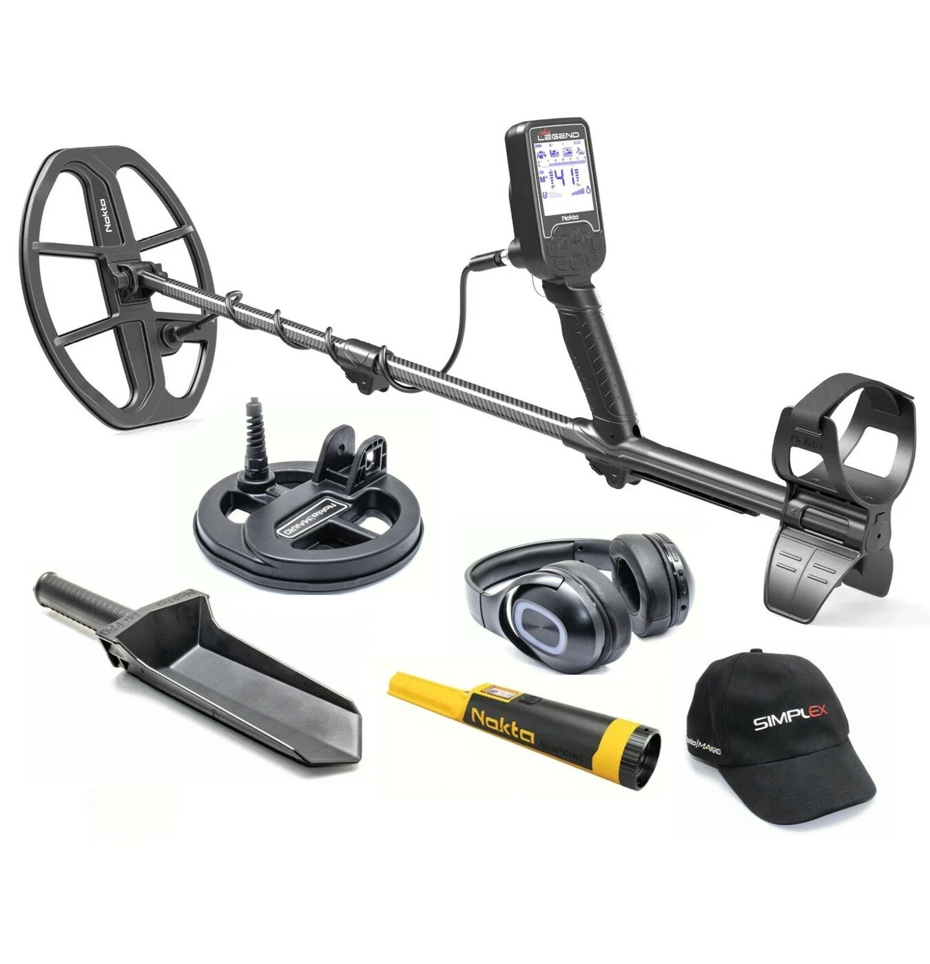 Металлоискатель Nokta Makro Legend Pro c пинпойнтером, беспроводными наушниками, катушками LG30 (12x9), LG15 (6), и подарочным набором