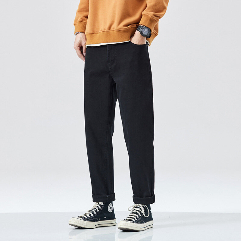 Охоты Брюки JYL Чистый цвет Хит большие размеры муж. эластичный пояс вышивка джинсы муж. 9-поинт плус размер универс. Синий/5XL